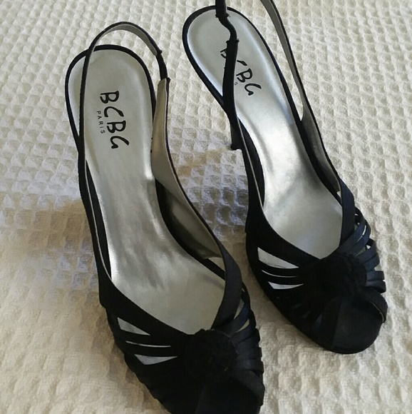 BCBG Paris | Shoes | Bcbg Paris Black Satin Evening Shoes | Poshmark